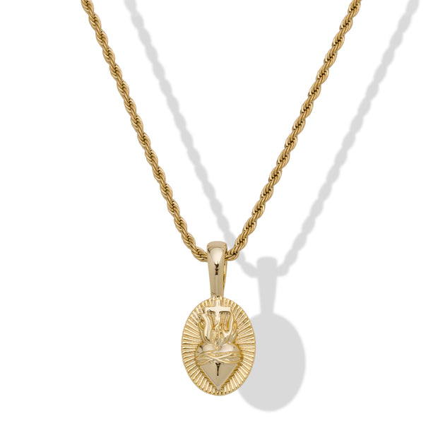 Yellow Gold Sacred Heart Pendant – Saint Midas